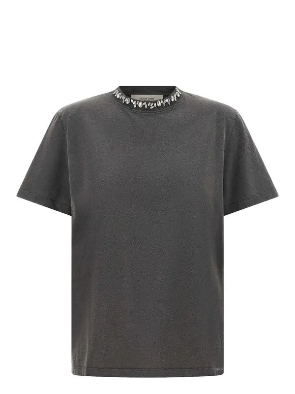 GOLDEN GOOSE T-shirt With Crystal Embellishment - Gray