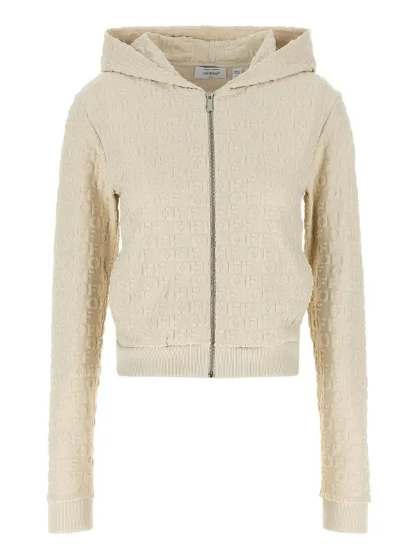 Off-White Terry Off Slim Zip-up Hoodie - Cream