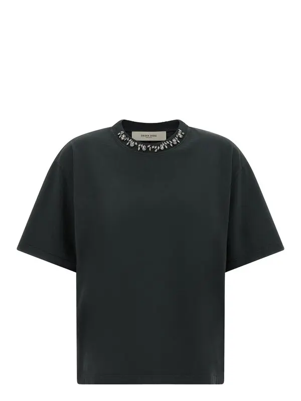 GOLDEN GOOSE Crystal Embellished Crew Neck T-shirt - Black