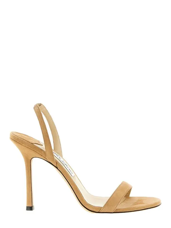 JIMMY CHOO Suede Slingback Stiletto Sandals - Cream