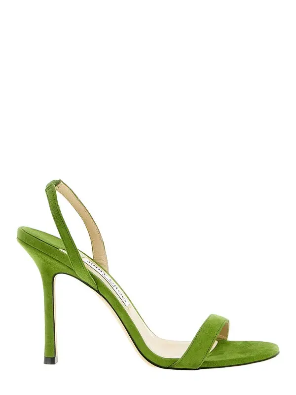 JIMMY CHOO Jenn Suede Slingback Stiletto Sandals - Green