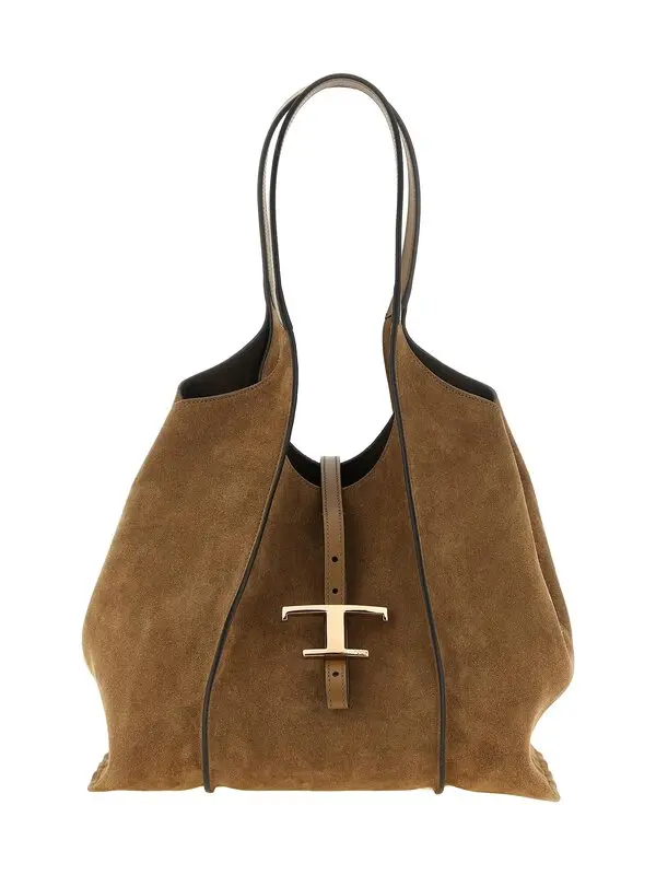 TOD'S Medium 't Timeless' Shopping Bag In Suede - Brown