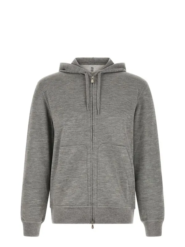 Brunello Cucinelli Cashmere And Silk Zip-up Hoodie - Gray