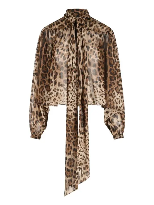 Dolce & Gabbana Leopard Print Silk Shirt - Brown