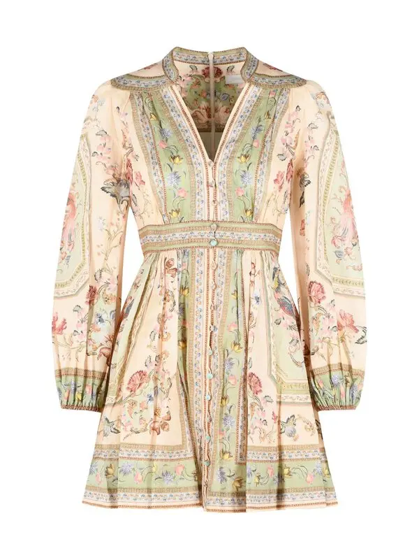 Zimmermann Roselight Ed Linen Mini Dress - Multicolor