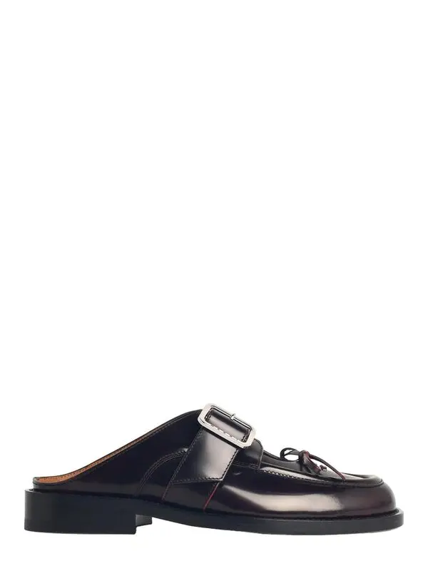 Marni Burgundy Leather Sabots - Multicolor