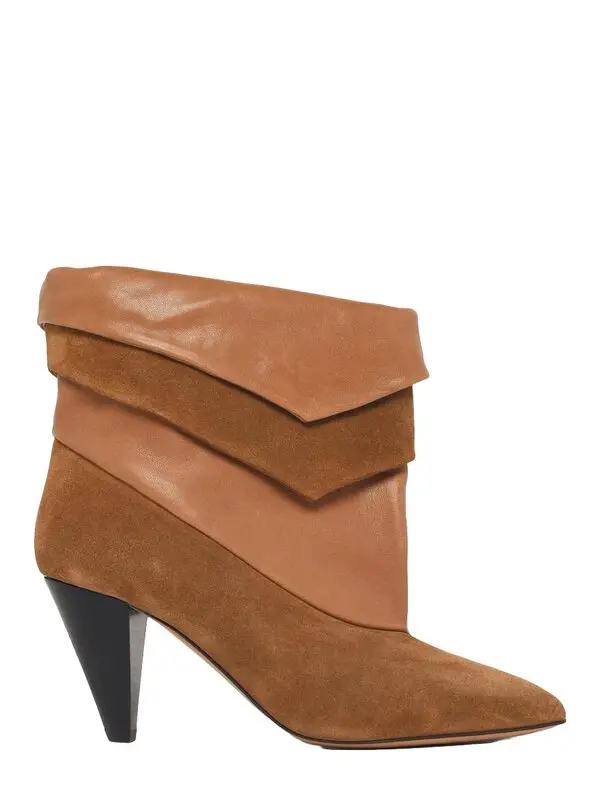 Isabel Marant Étoile Lyone Ankle Boots In Leather And Suede - Brown