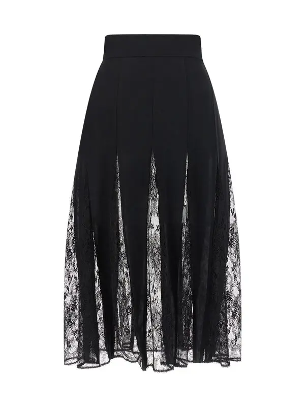 Dolce & Gabbana Charmeuse And Lace Midi Skirt - Black