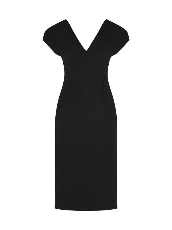 JIL SANDER Virgin Wool Midi Dress - Black
