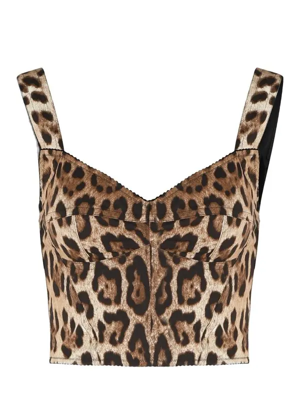 Dolce & Gabbana Leopard Print Bustier - Brown