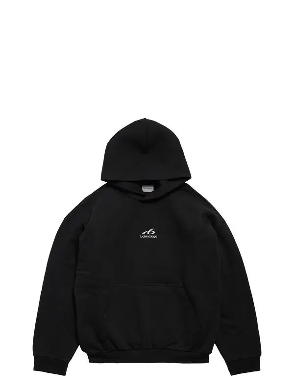 Balenciaga Fleece Hoodie With Printed Artwork - Black