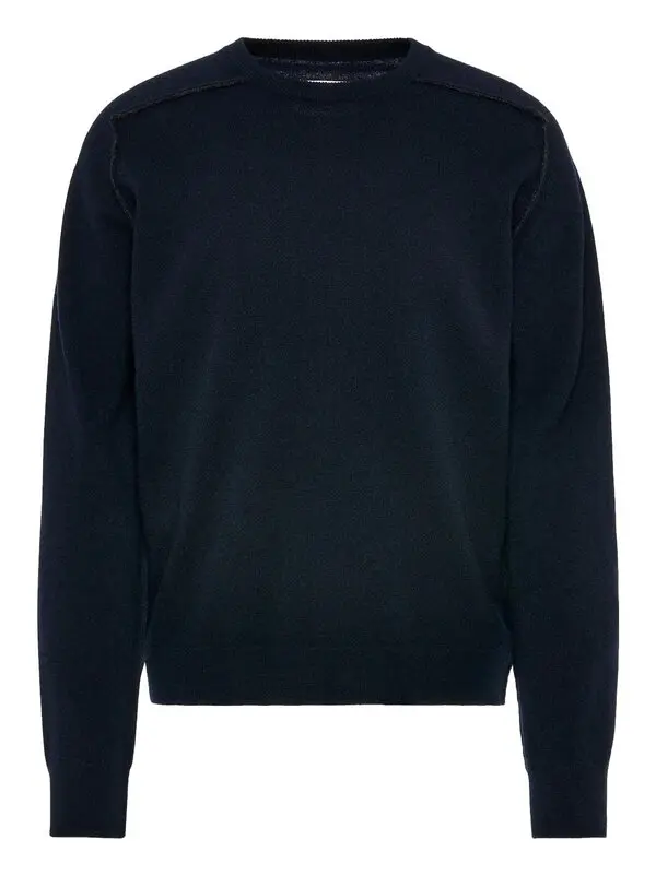 MAISON MARGIELA Virgin Wool Crewneck Sweater - Blue