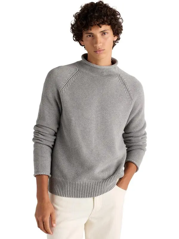 Quince Organic Cotton Rollneck Sweater - Heather Grey
