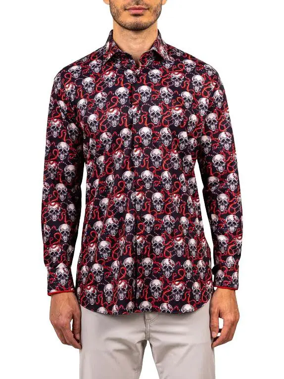 MACEOO Fibonacci Ascension Contemporary Fit Button-up Shirt - Black