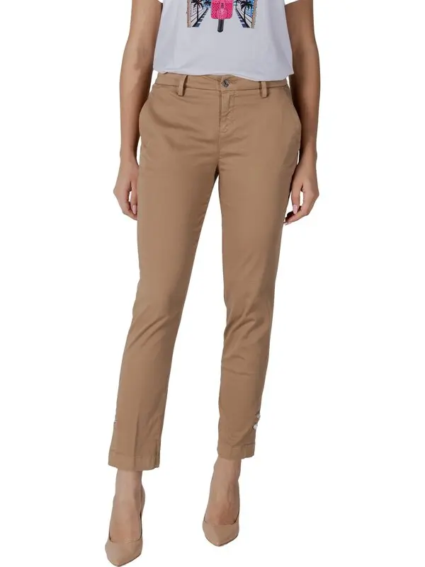 Liu Jo Cotton Chinos With Zip Closure - Brown