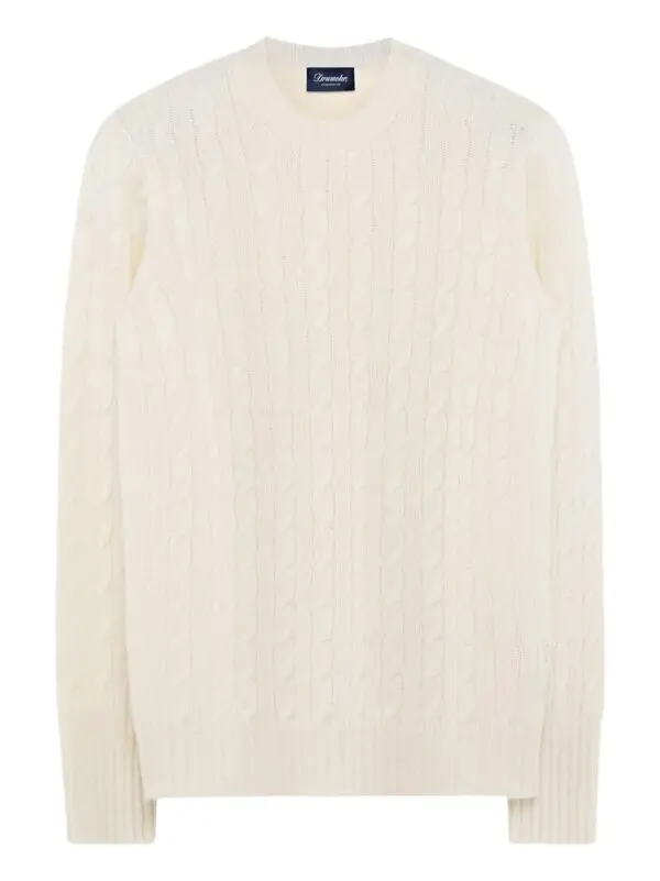 DRUMOHR Crew Neck Cable Knit Sweater - White