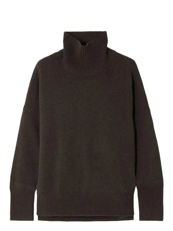 LISA YANG High Neck Ribbed Sweater - Brown