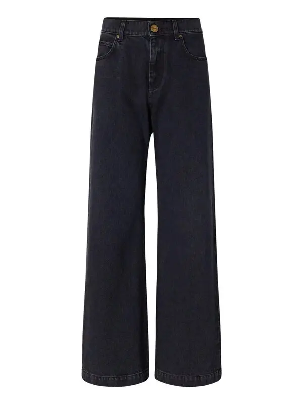 Pinko Wide-leg Jeans With Embroidered Logo - Grey