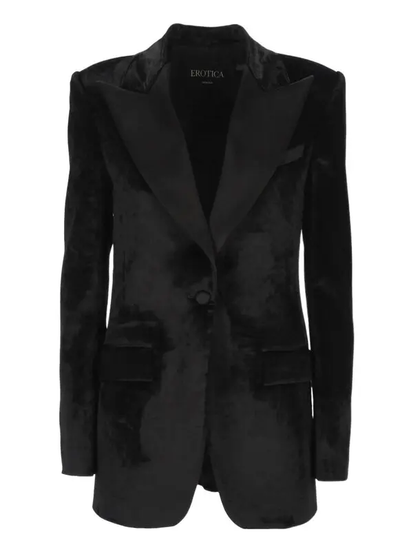 DONDUP Velvet-effect Single-breasted Blazer - Black