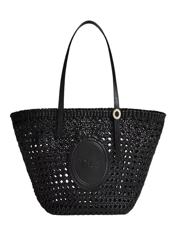 Dior Medium Woven Calfskin Blooming Bag - Black
