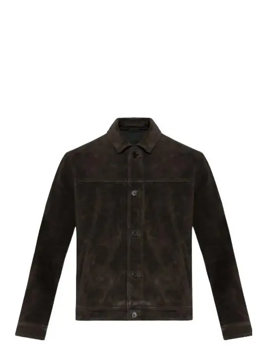 ALLSAINTS Solid Color Suede Jacket - Black