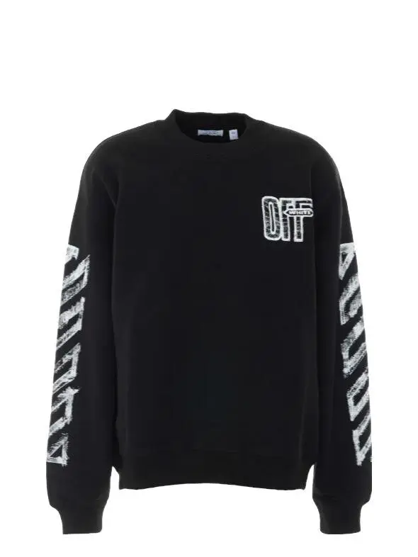 Off-White Cotton Sweater With Arrow Motif - Black