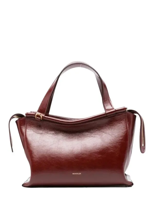 WANDLER Patent Finish Leather Tote Bag - Brown