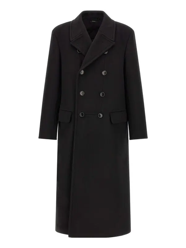 TOM FORD Luxury Melton Officer Coat - Black