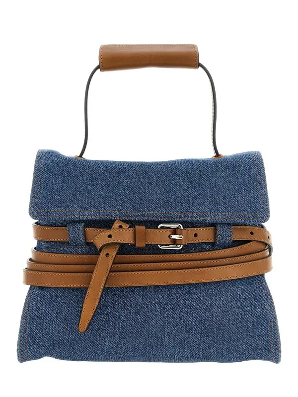 Moschino Belted Denim Shoulder Bag - Blue