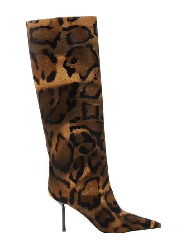 LE SILLA Animal-pattern Stiletto Boots - Brown