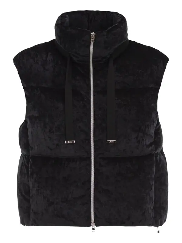 Herno Velvet-effect Padded Gilet - Black