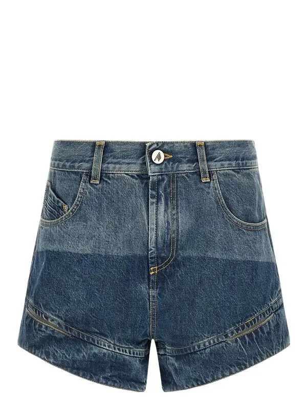 Attico The Cut-out Denim Shorts - Blue