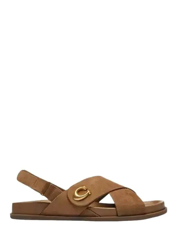COACH Sculpted C Criss Cross Sandal - Coconut