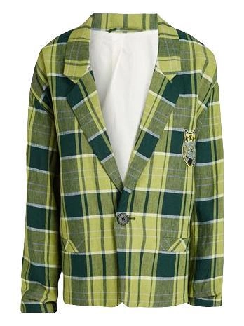 Kenzo Single-breasted Checked Linen Blazer - Green
