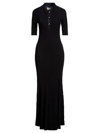 Zadig&Voltaire Ribbed Knit Maxi Dress With Collar - Black