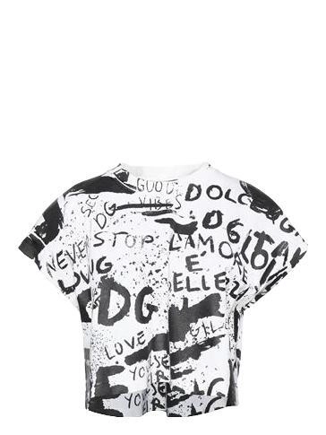 Dolce & Gabbana Graphic Print" Cotton, Polyamide, And Elastane T-shirt - White