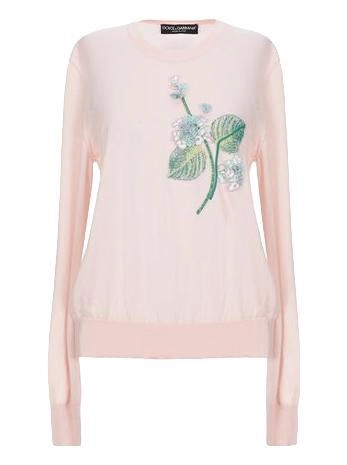 Dolce & Gabbana Cashmere, Silk, Viscose, Polyamide, And Elastane Sweater - Pink