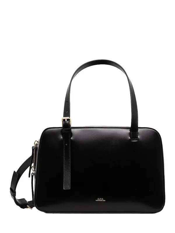 A.p.c. Leather Shoulder Bag With Top Handle And Adjustable Strap - Black