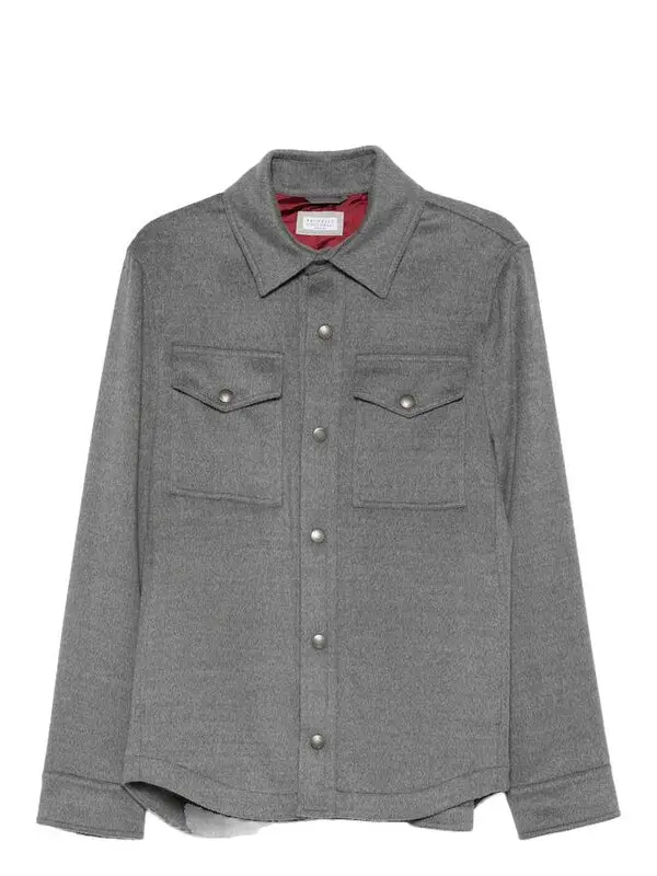 Brunello Cucinelli Grey Melange Effect Virgin Wool Shirt Jacket - Gray