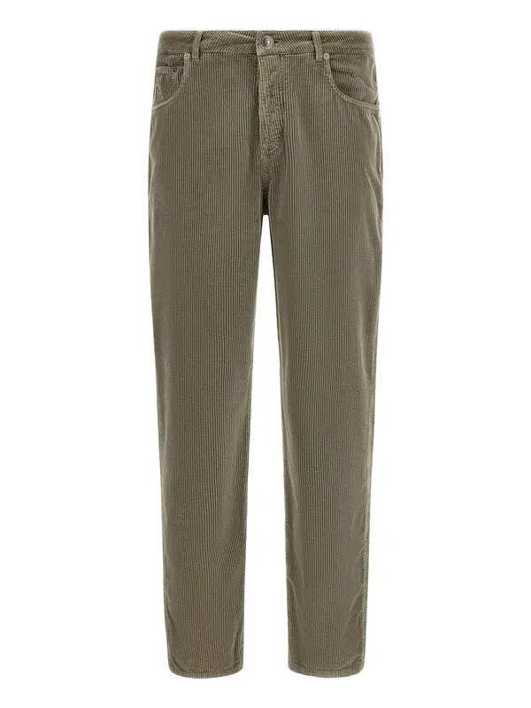 Brunello Cucinelli Corduroy Straight-leg Trousers - Green