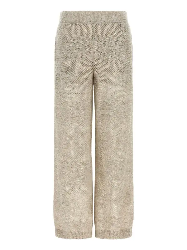 Brunello Cucinelli Wide Leg Knit Trousers - Cream