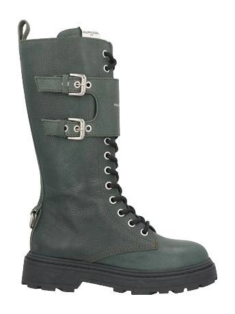 Philippe Model Dark Calfskin Lace-up Combat Boots - Green