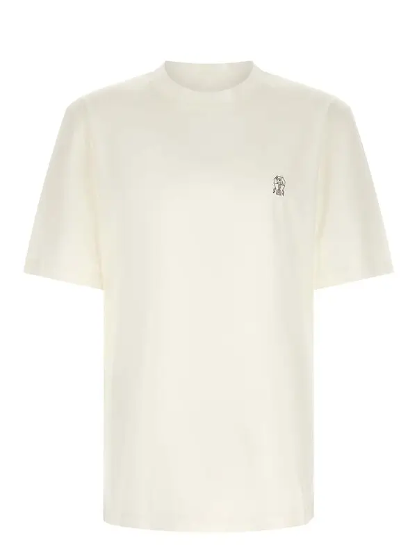 Brunello Cucinelli Logo Embroidery T-shirt - White