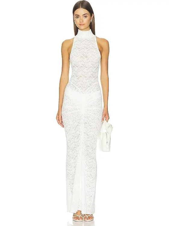 Delfi Sylvia Lace Maxi Dress - White