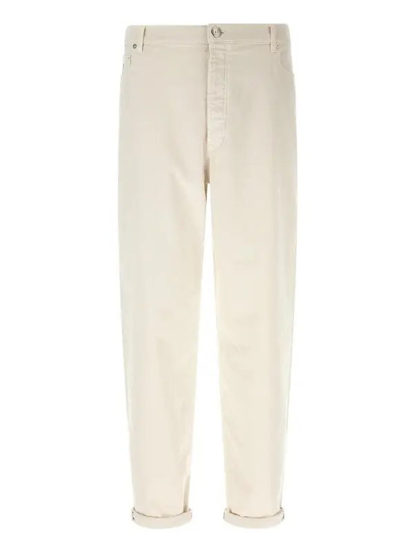 Brunello Cucinelli Garment-dyed Relaxed Fit Jeans - White
