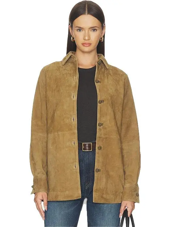RÓHE Suede Pankou Overshirt - Sage