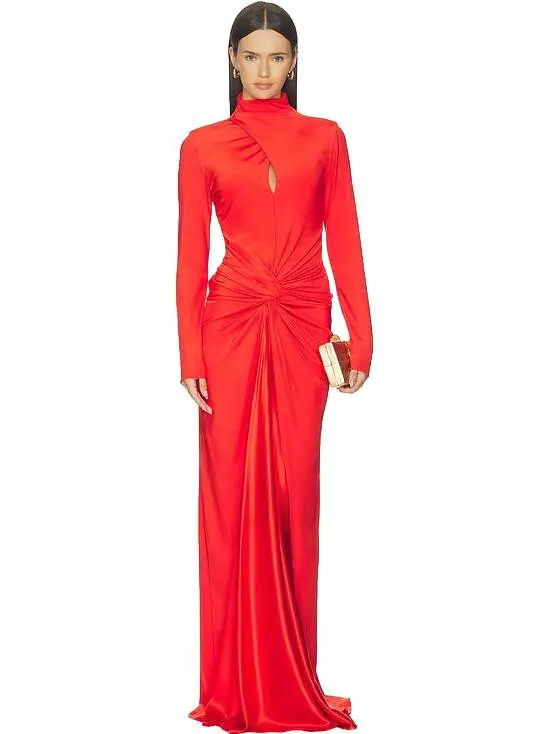 Silvia Tcherassi Long Sleeve Turtleneck Dress - Orange