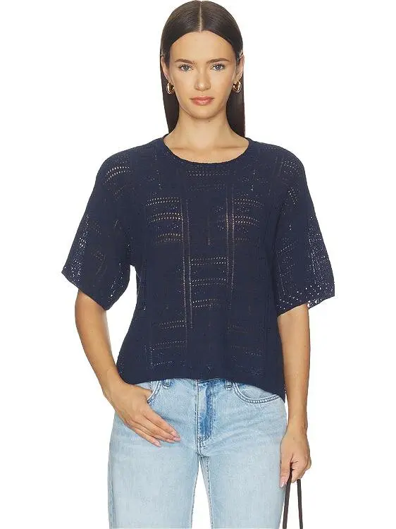 Rag & Bone Morgan Crew Knit Tee - Navy