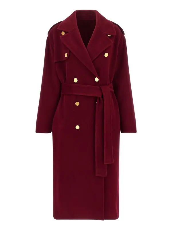 Alberta Ferretti Long Wool Cashmere Coat - Red