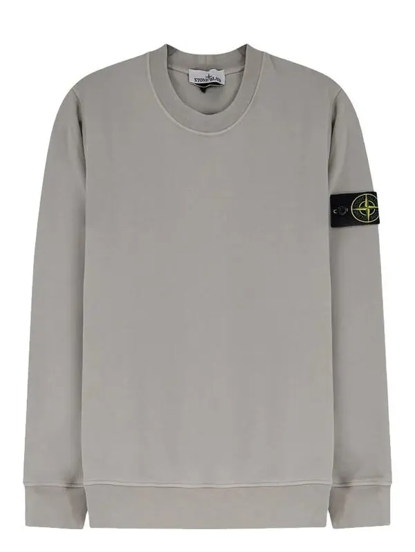 Stone Island Grey Crew Neck Sweatshirt With Sleeve Patch - Gray